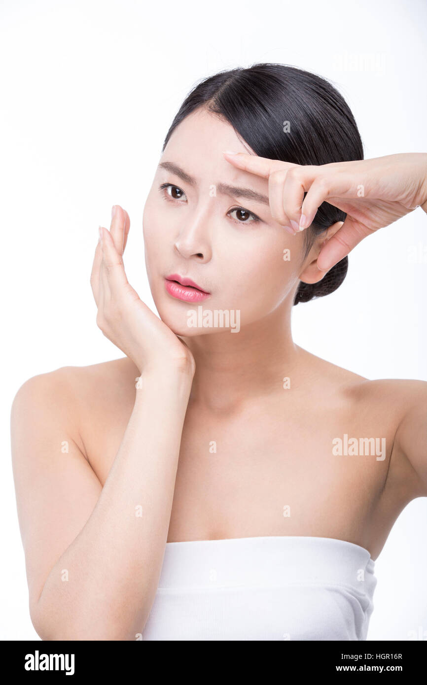 Portrait of young woman frowning her face Stock Photo - Alamy Portrait of young woman frowning her face Stock Photo - Alamy