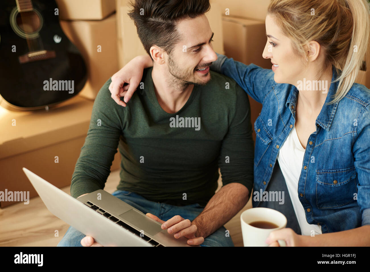 Make a coffee break and relax with laptop Stock Photo - Alamy