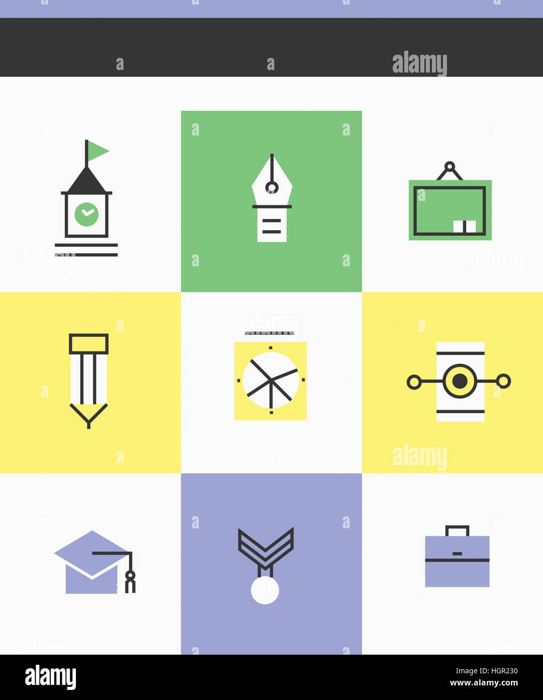 Various icons related to school education Stock Photo - Alamy