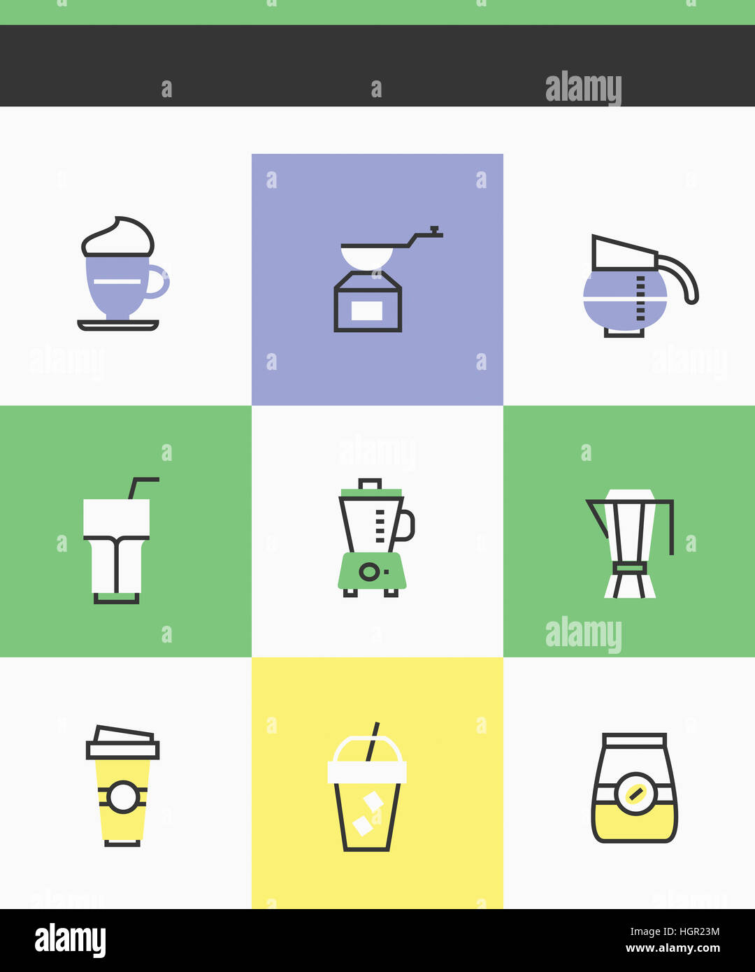 Various icons related to coffee Stock Photo - Alamy