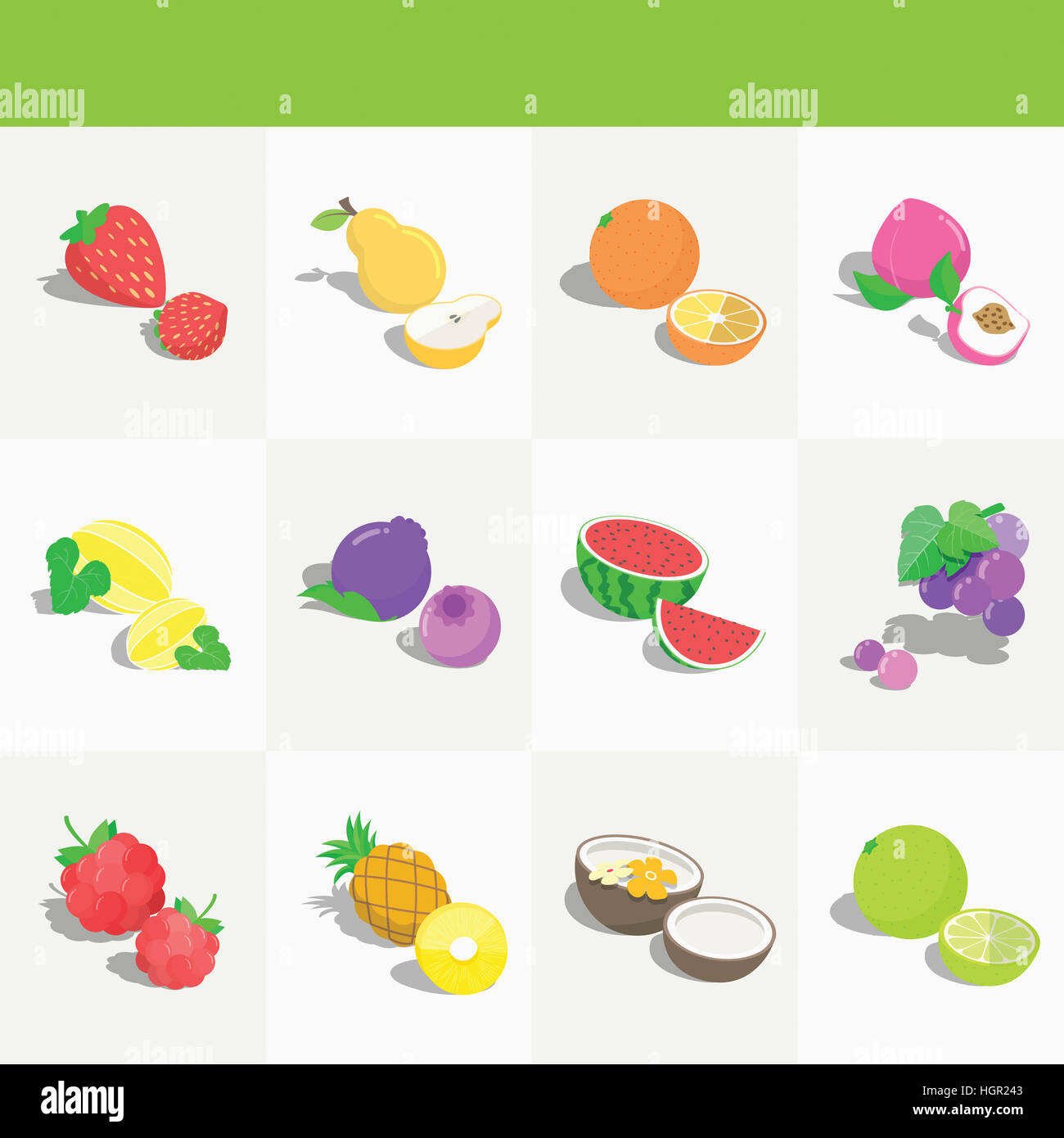 Various icons of fruits Stock Photo - Alamy
