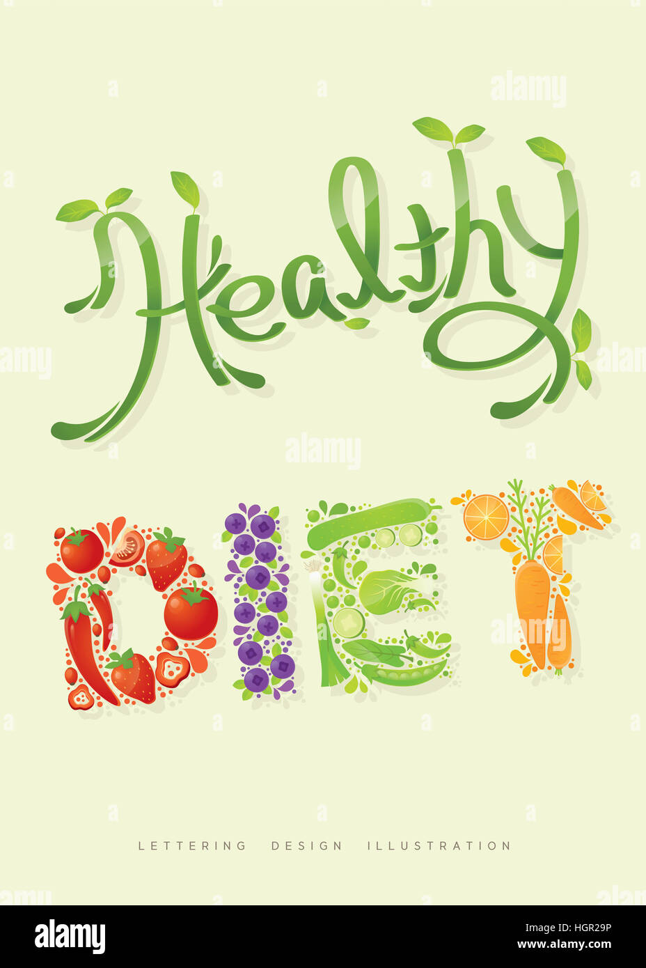 Letters with fresh fruits and vegetables Stock Photo - Alamy