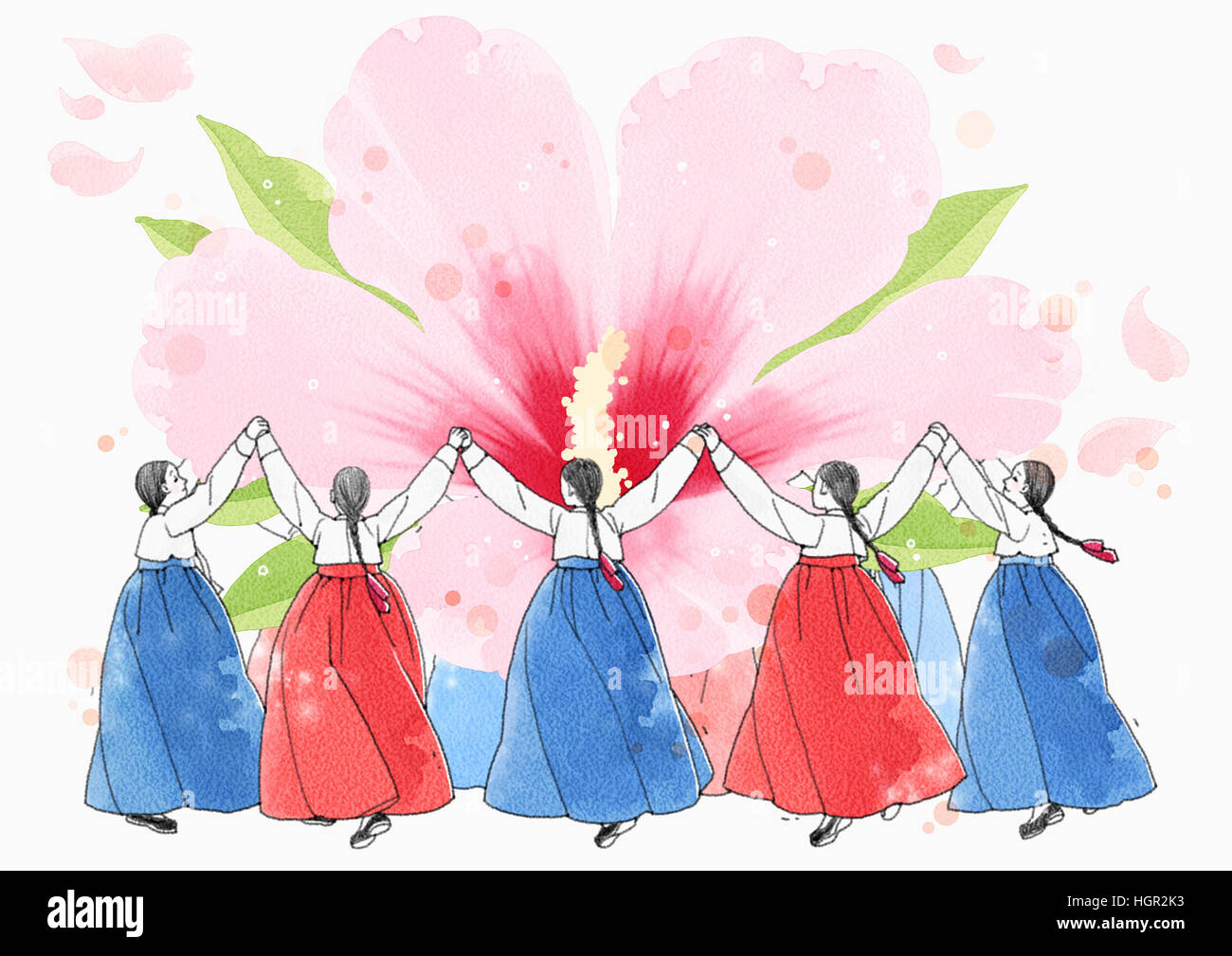 Traditional Korean circle dance Stock Photo - Alamy