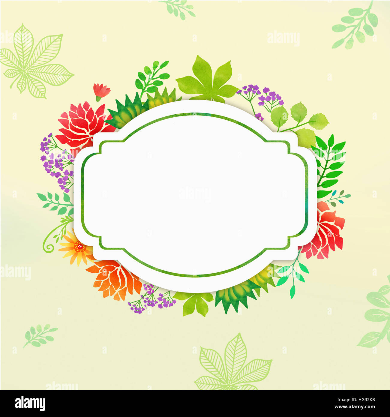 Frame with flowers and plants Stock Photo - Alamy