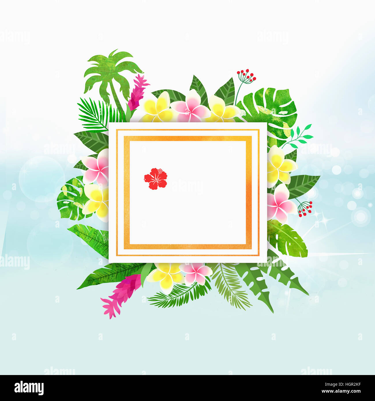 Frame with plants and flowers Stock Photo - Alamy