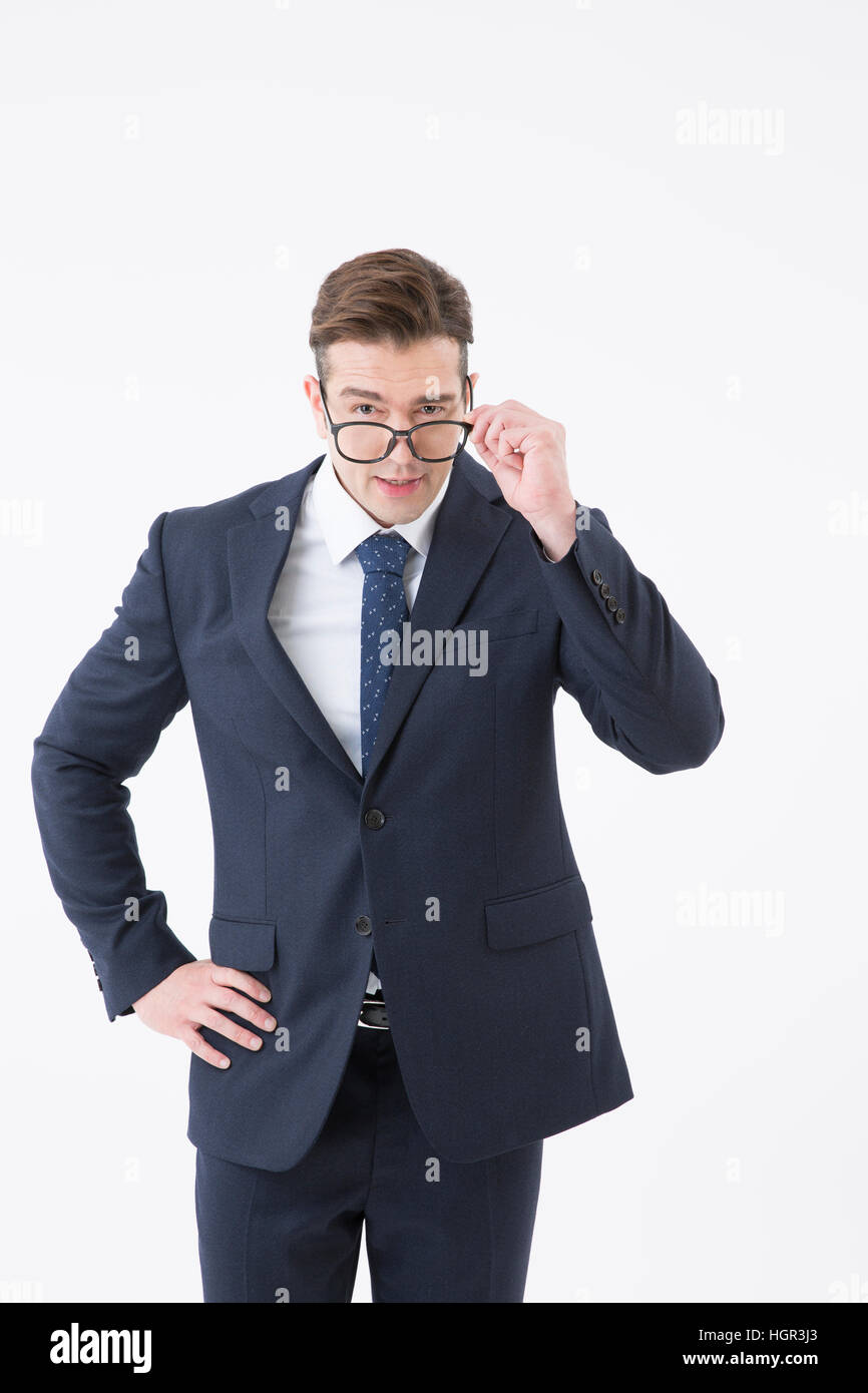 Global businessman staring at front Stock Photo - Alamy