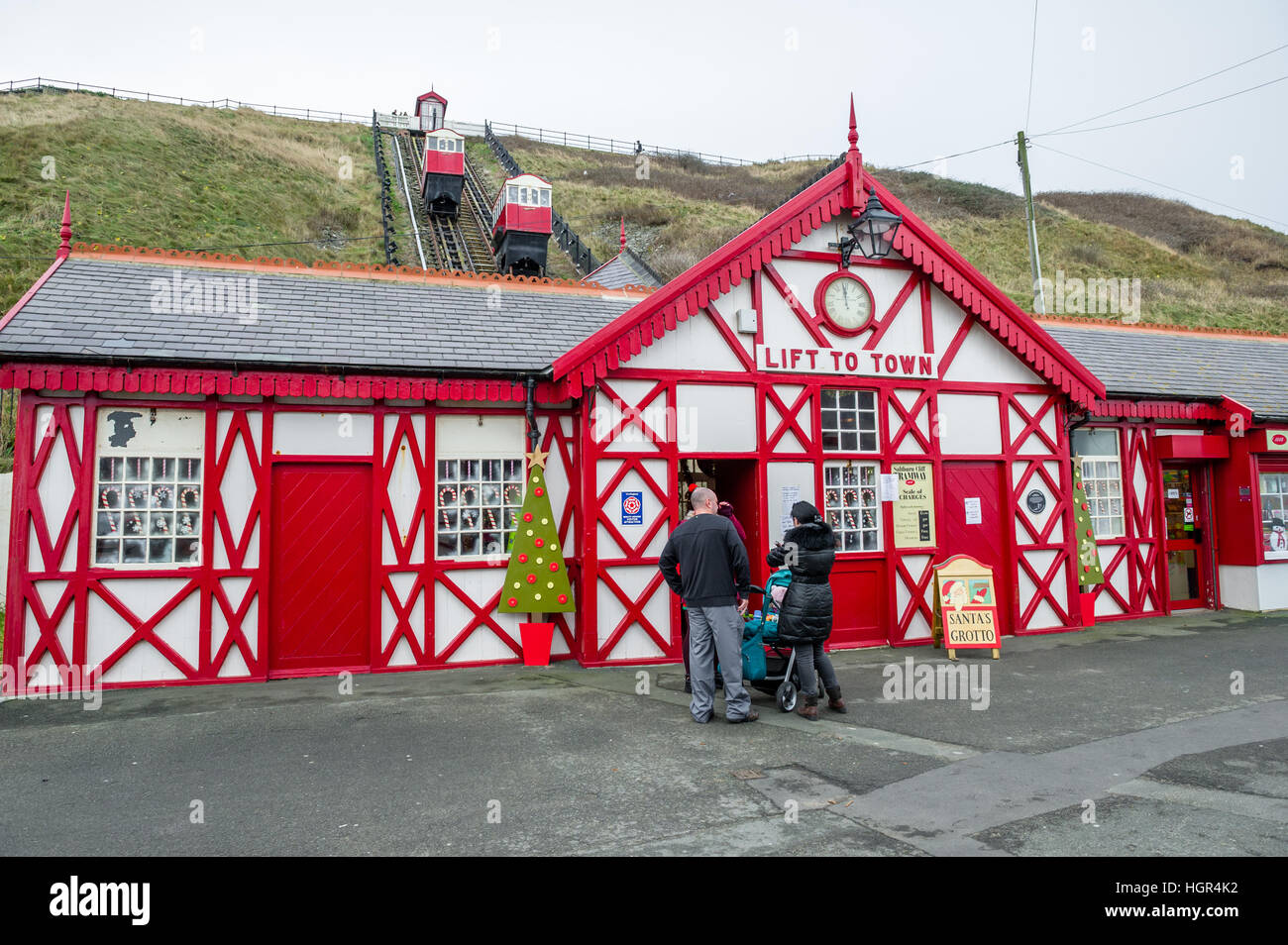 Saltburn Cliff tramway at the lower station, Saltburn, Yorkshire ...