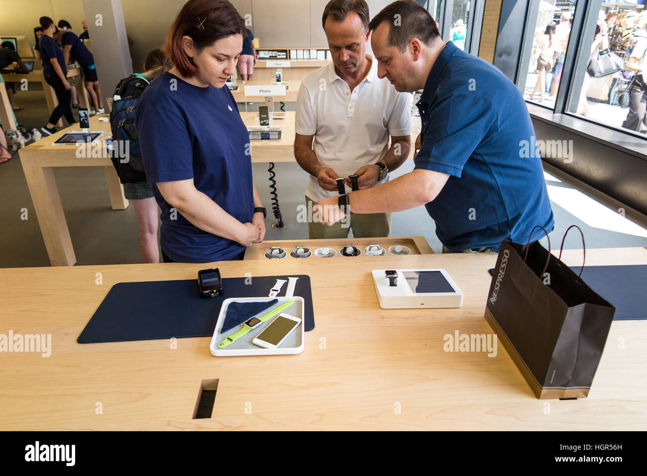 Man buying / fitting an Apple Watch inside the Apple Store - Manhattan ...
