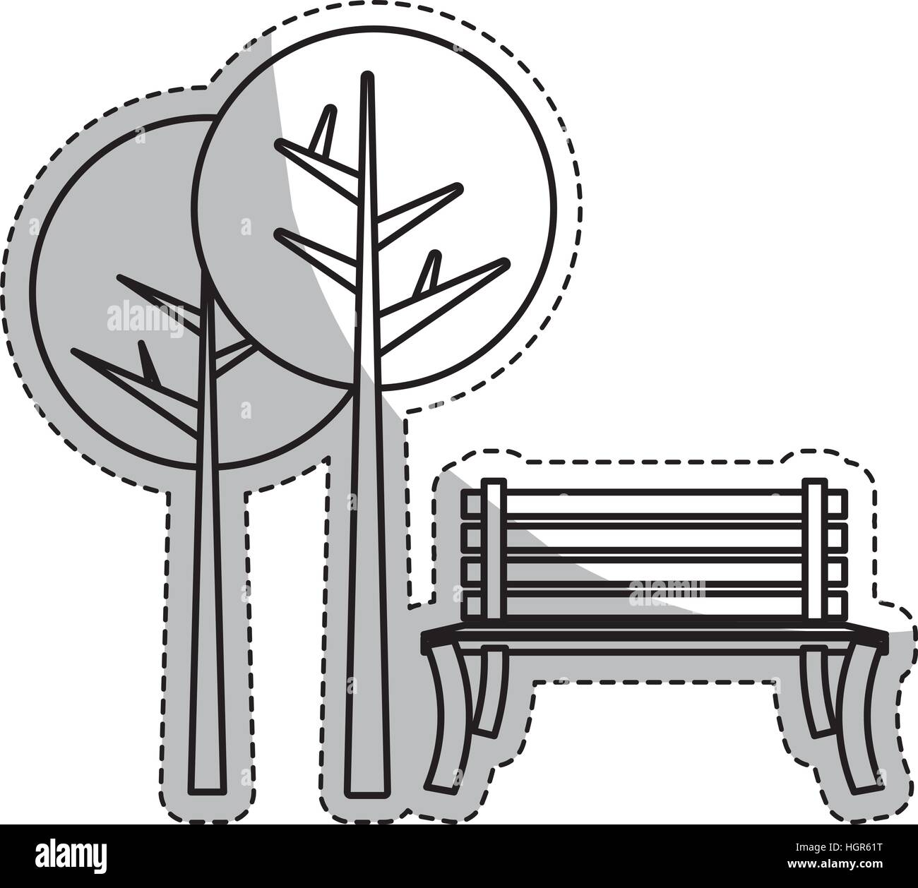 Empty bench trees park bench Stock Vector Images - Alamy