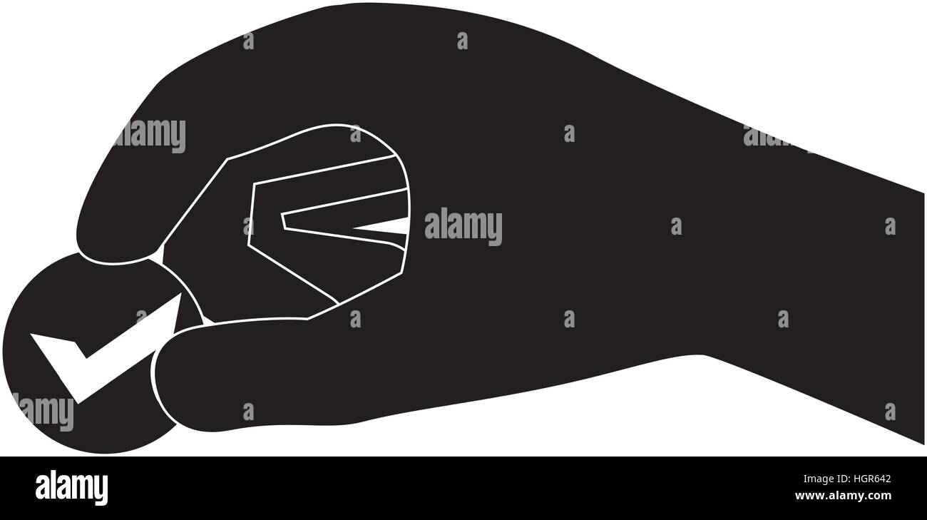 hand and check mark icon over white background. vector illustration ...