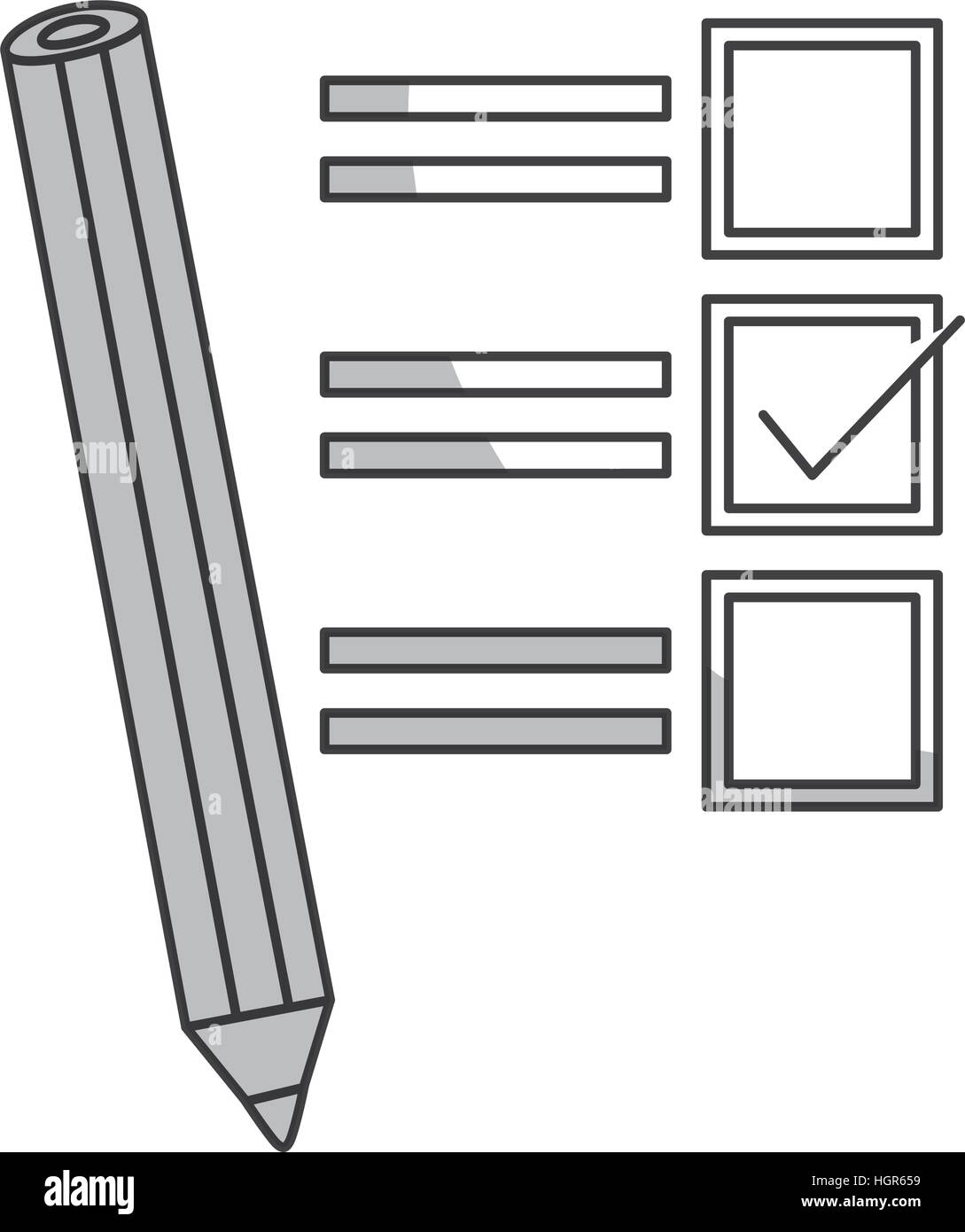 pencil with checklist and checkmark over white background. vector ...