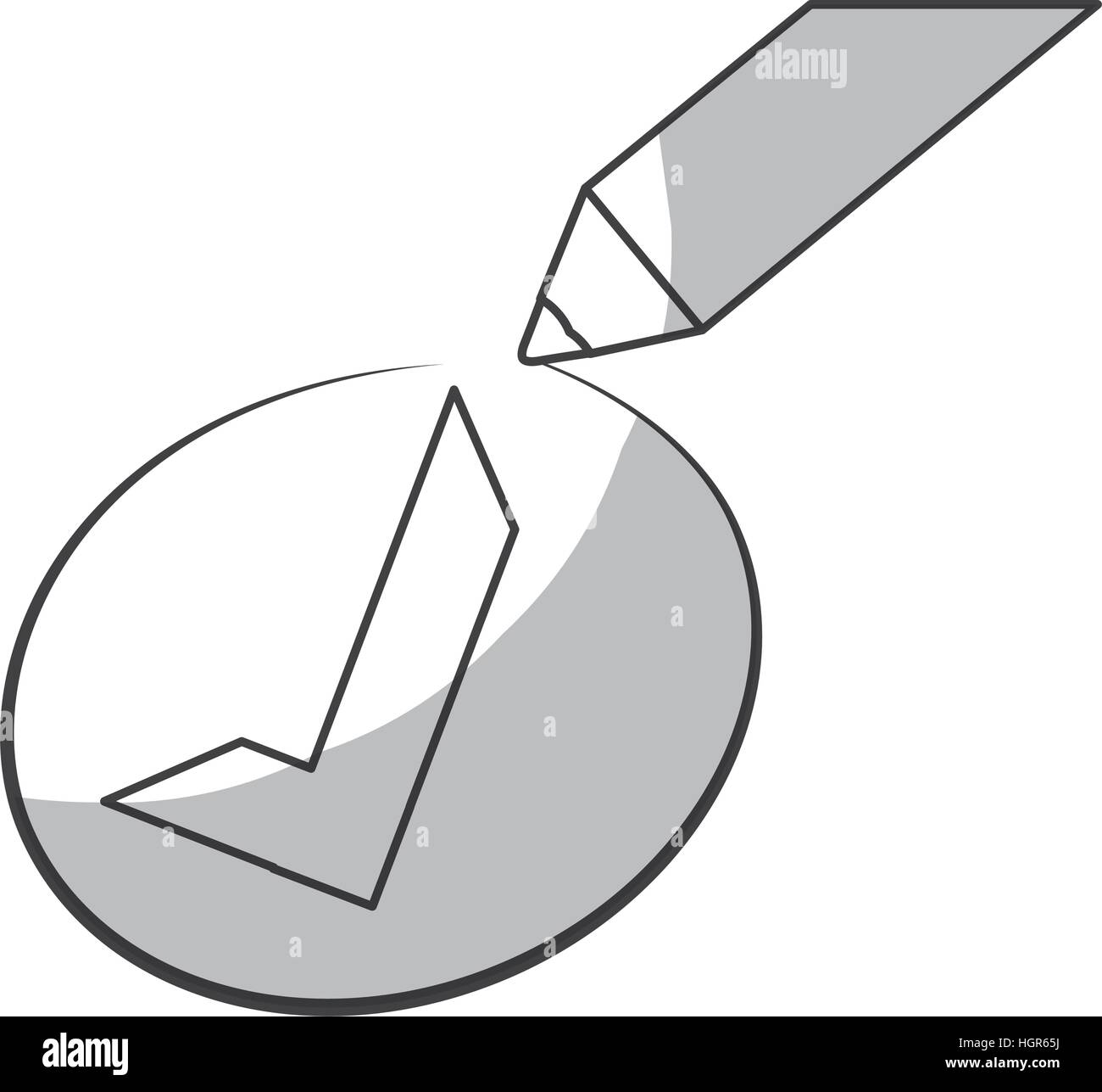 pen and check mark icon over white background. vector illustration ...