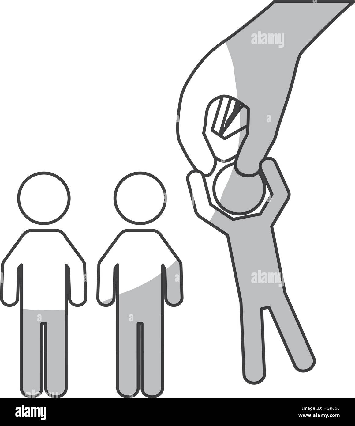 hand catching a people icon over white background. vector illustration ...