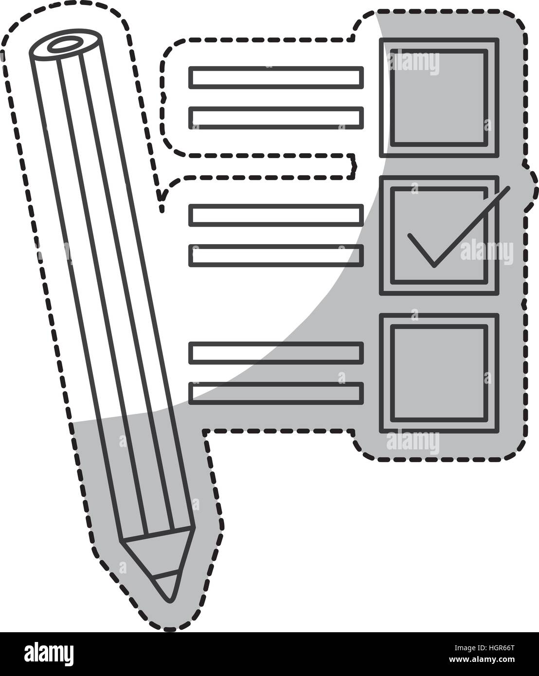 pencil with checklist and checkmark over white background. vector ...