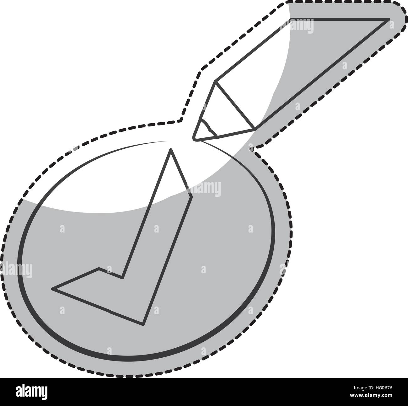 pen and check mark icon over white background. vector illustration ...