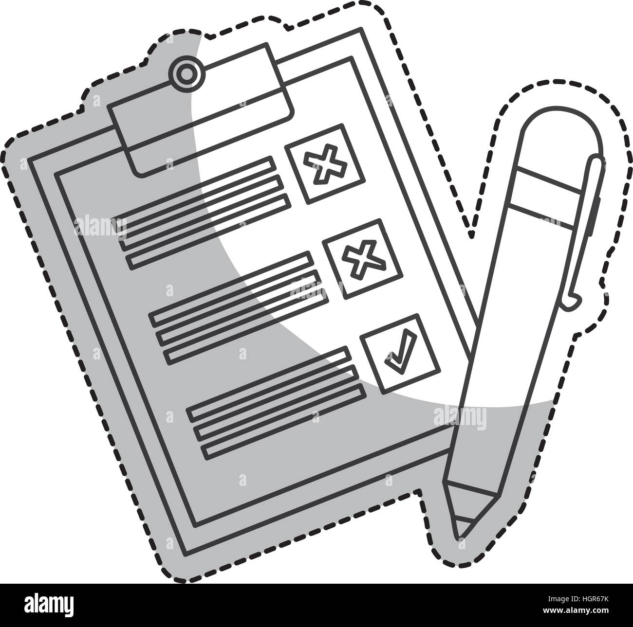 pencil and checklist with checkmark icon over white background. vector ...