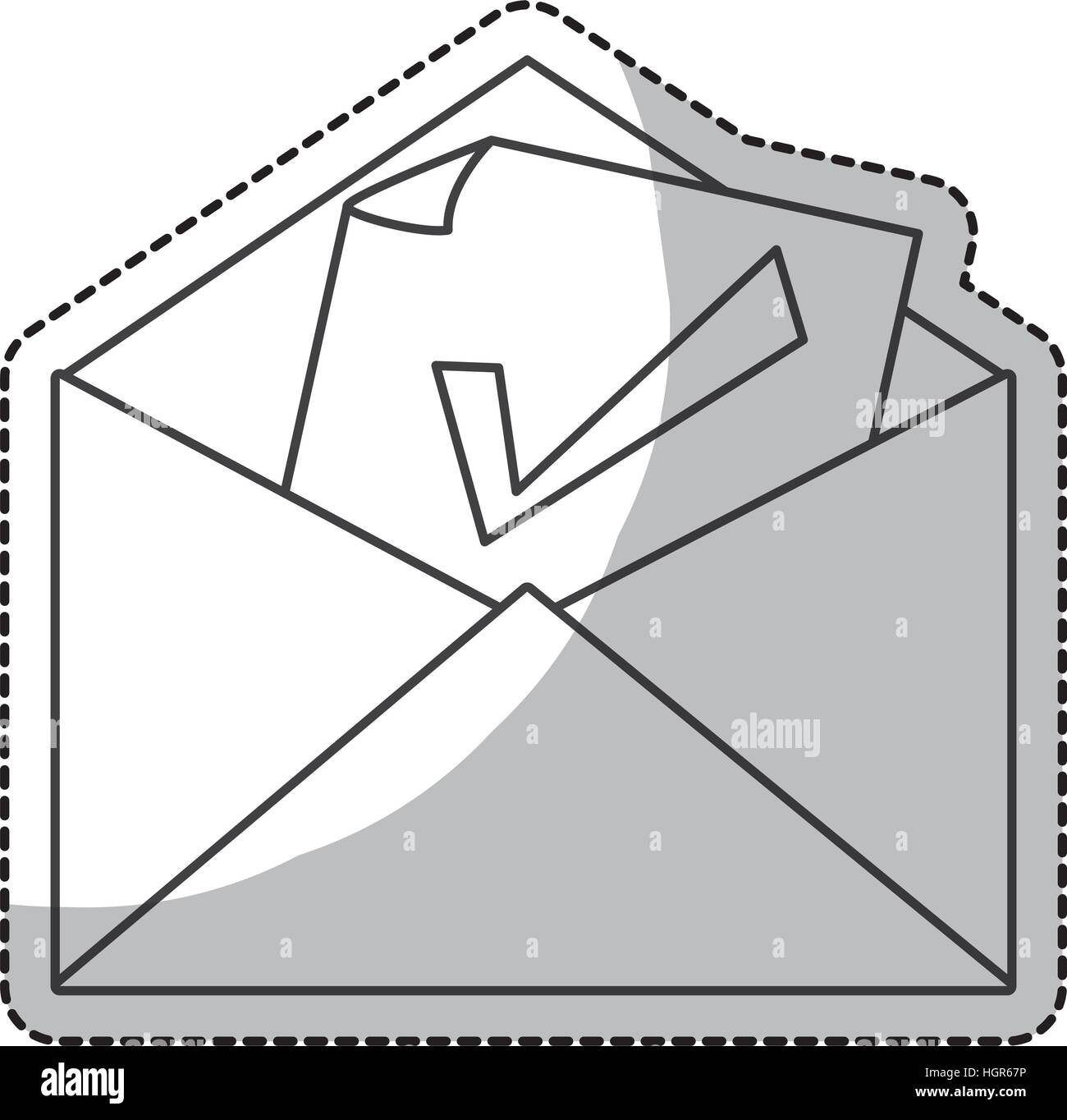 envelope with page and check mark icon over white background. vector ...