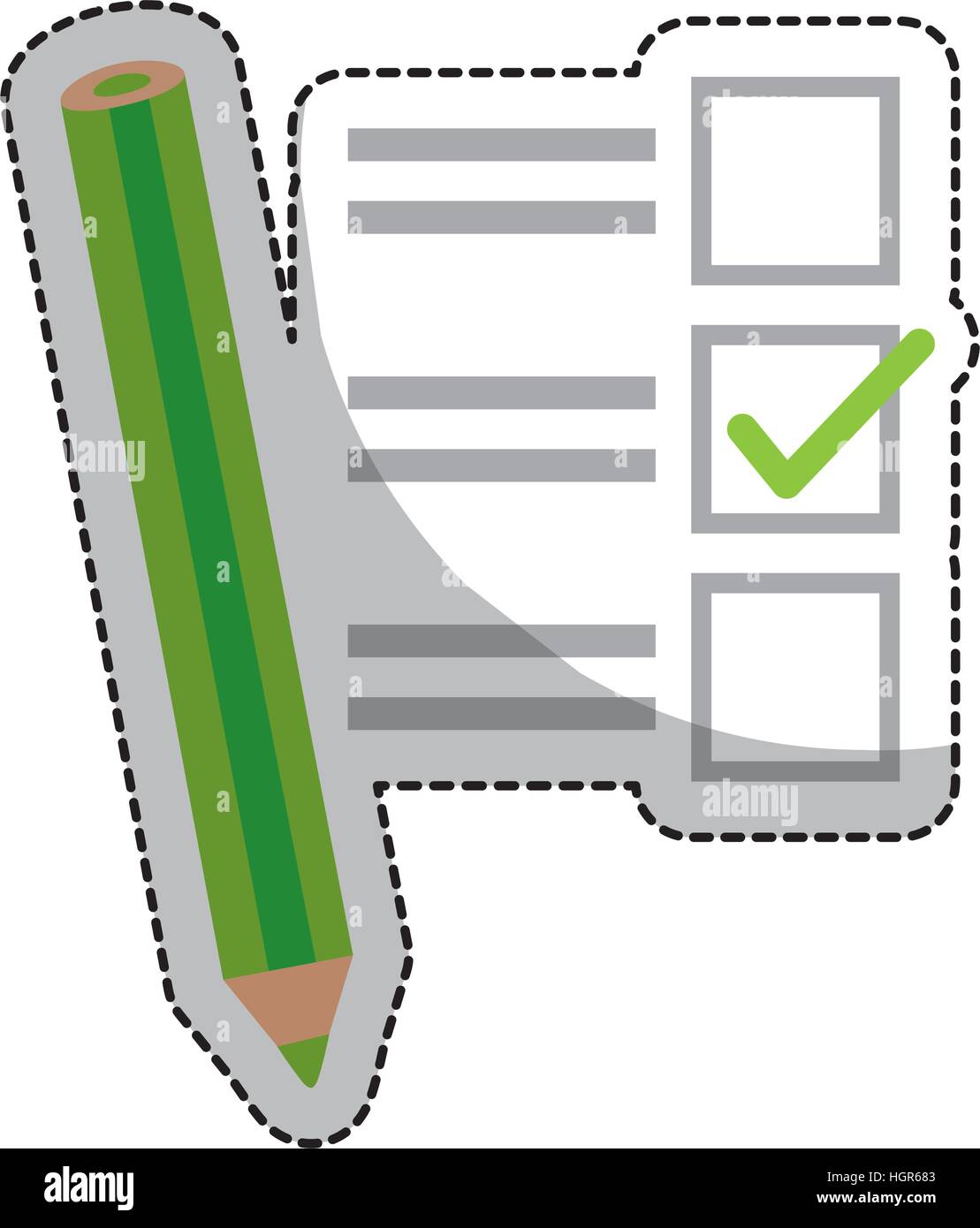 pencil with checklist and checkmark over white background. vector ...