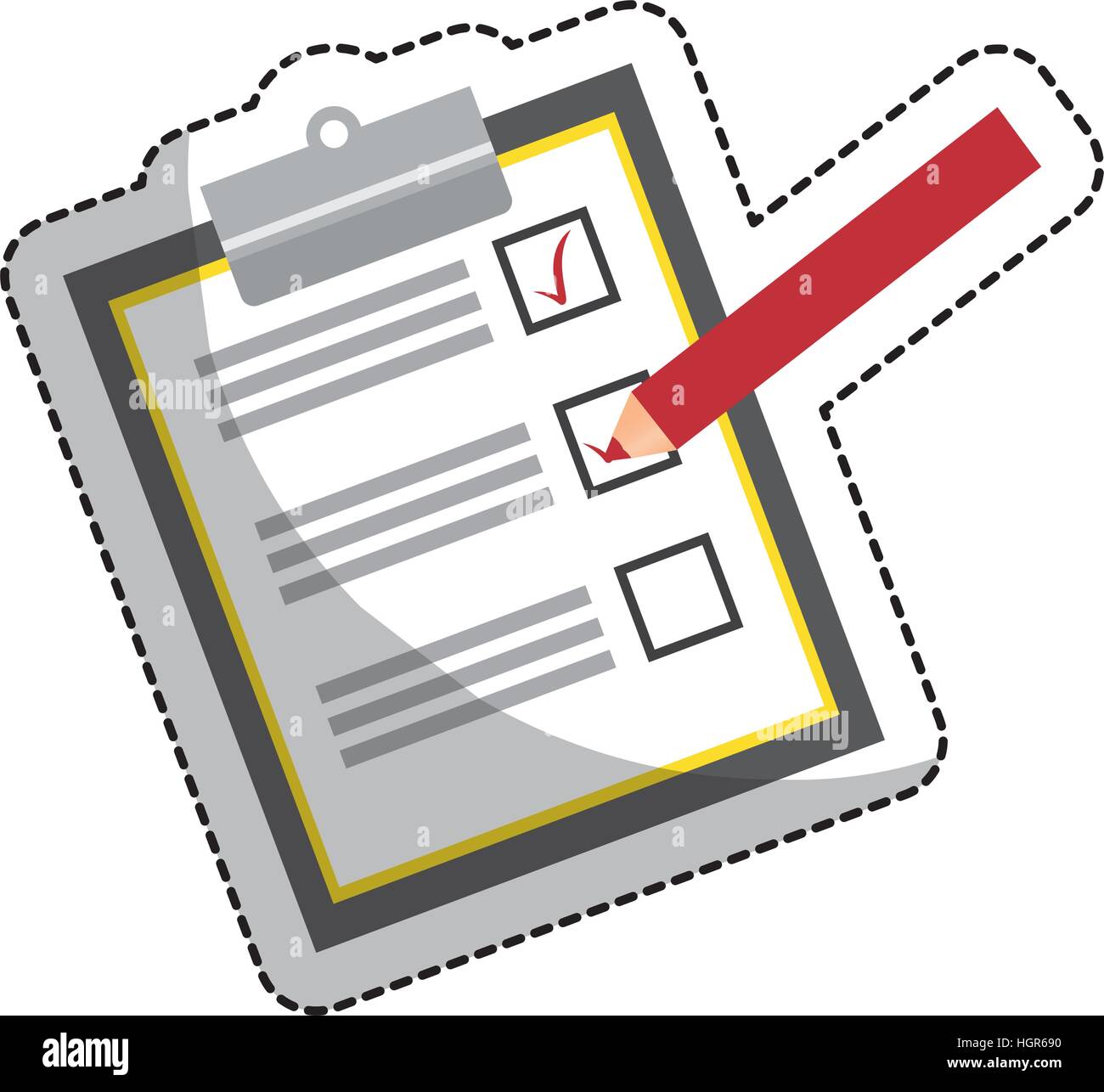 pencil and checklist with checkmark icon over white background. vector ...