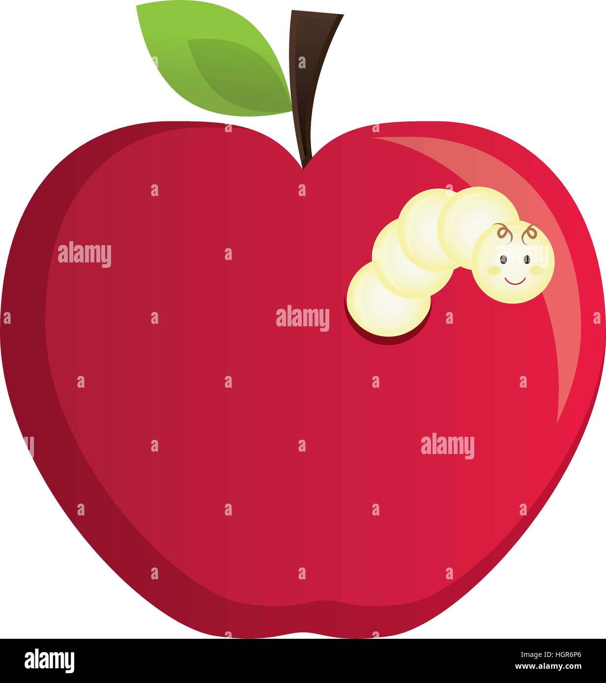 apple with happy worm icon image vector illustration design Stock ...