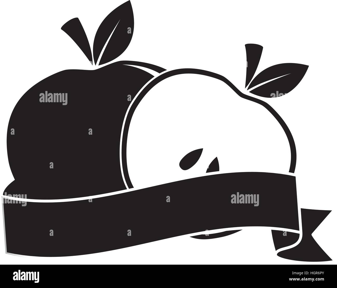 apple emblem with banner image vector illustration design Stock Vector ...