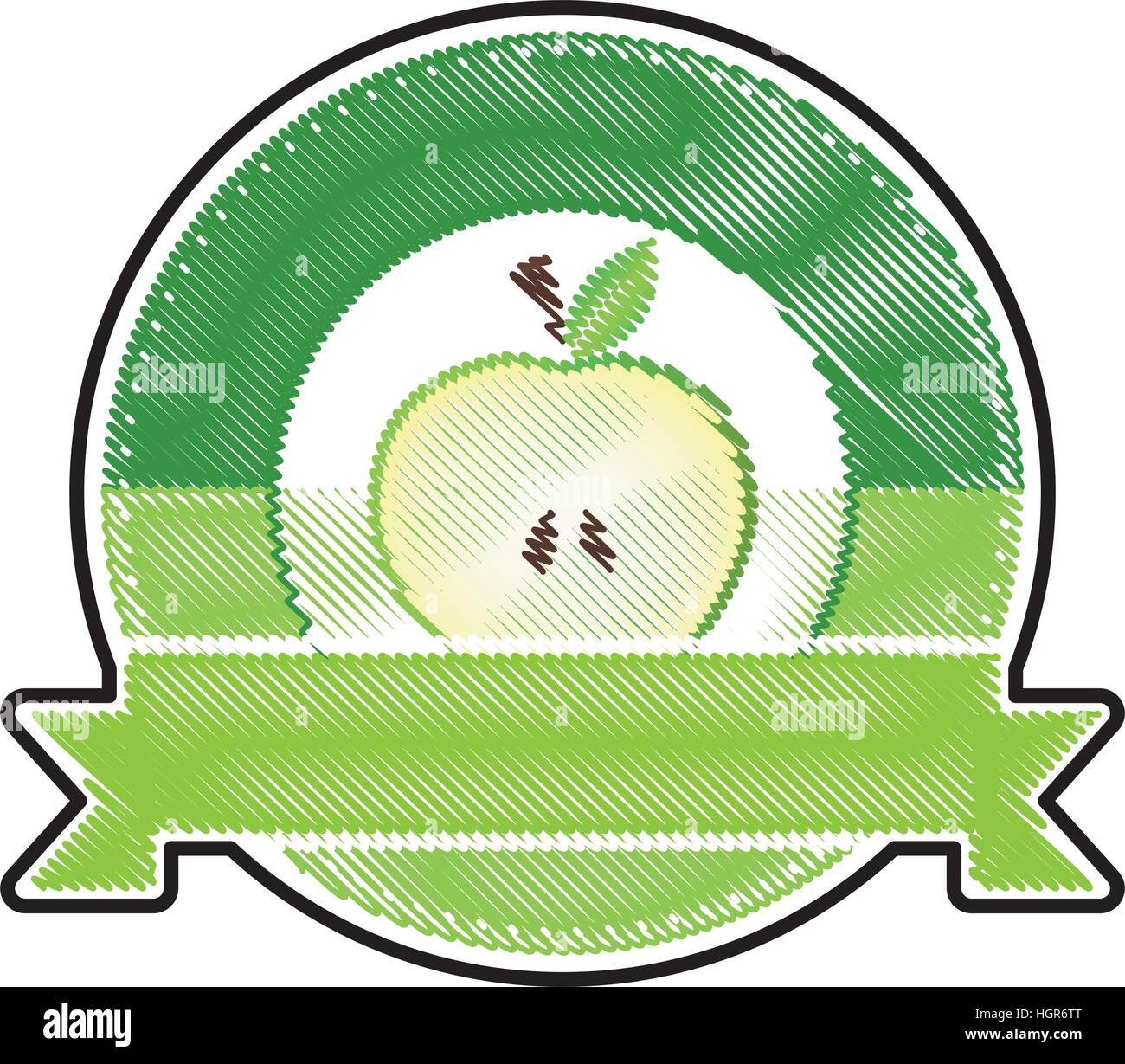 apple emblem with banner image vector illustration design Stock Vector ...