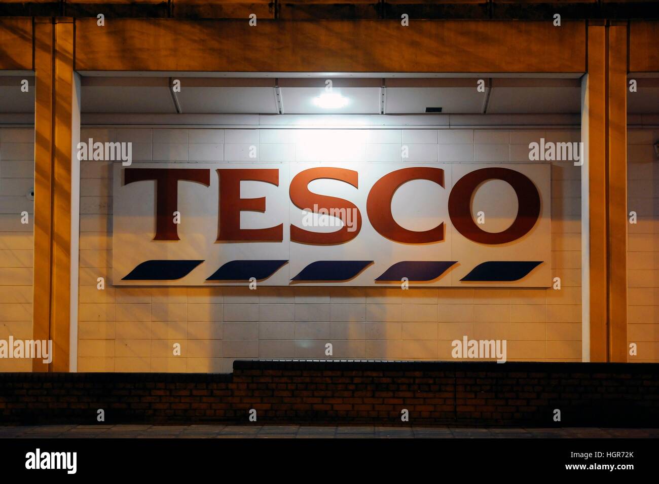 General view of a Tesco sign in Brixton, London, as the supermarket ...