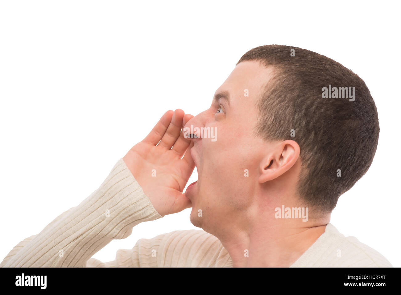 portrait of an evil man shouting isolated on white background Stock ...