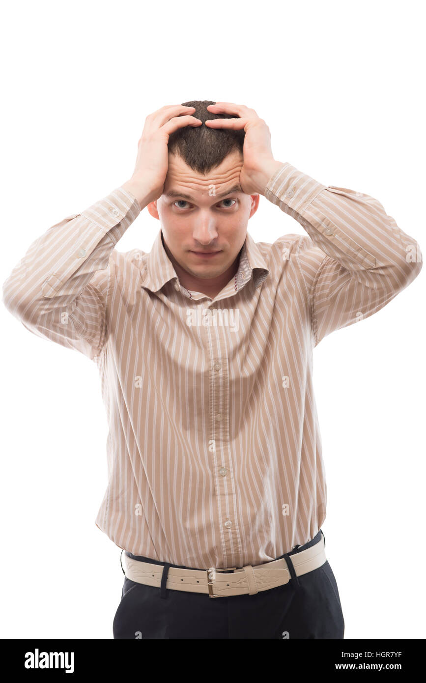 excited businessman thinking how to overcome the crisis in isolation ...