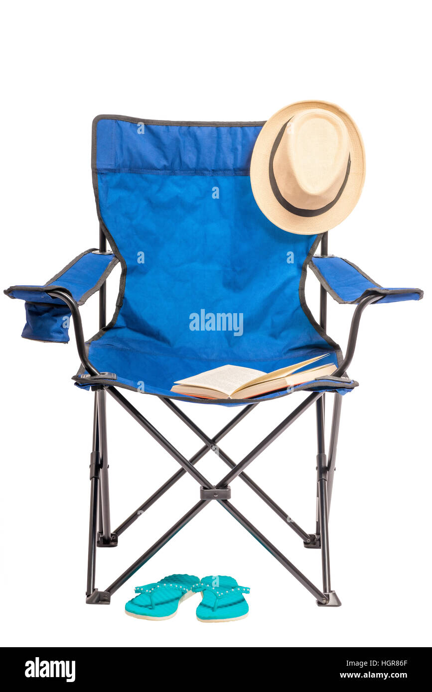 folding chair and objects for a summer vacation in nature isolated ...