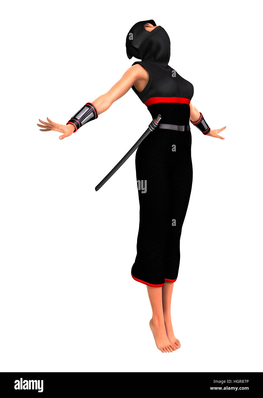 3D rendering of a female ninja isolated on white background Stock Photo ...