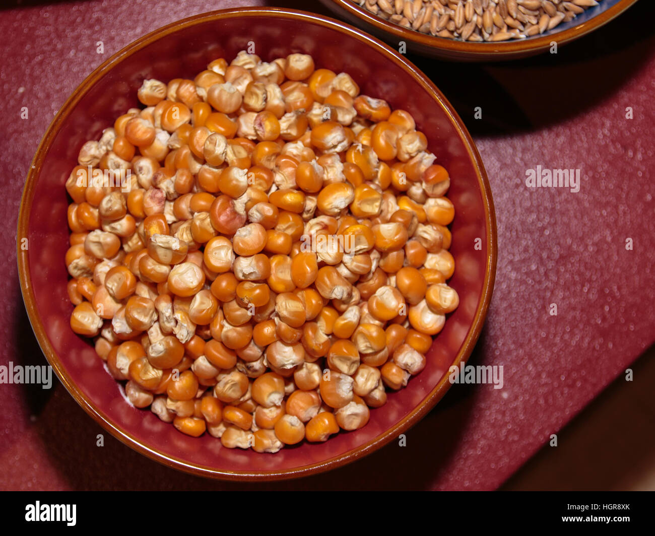 Raw Grains of Corn inside Bowl, Orange Kernels Top View Stock Photo - Alamy