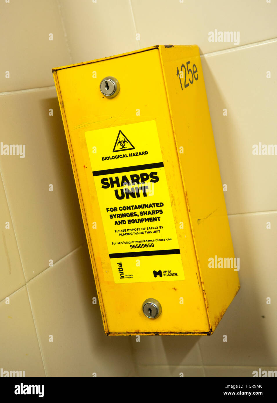 Sharps Unit in a Public Toilet in Melbourne, Victoria Australia Stock ...
