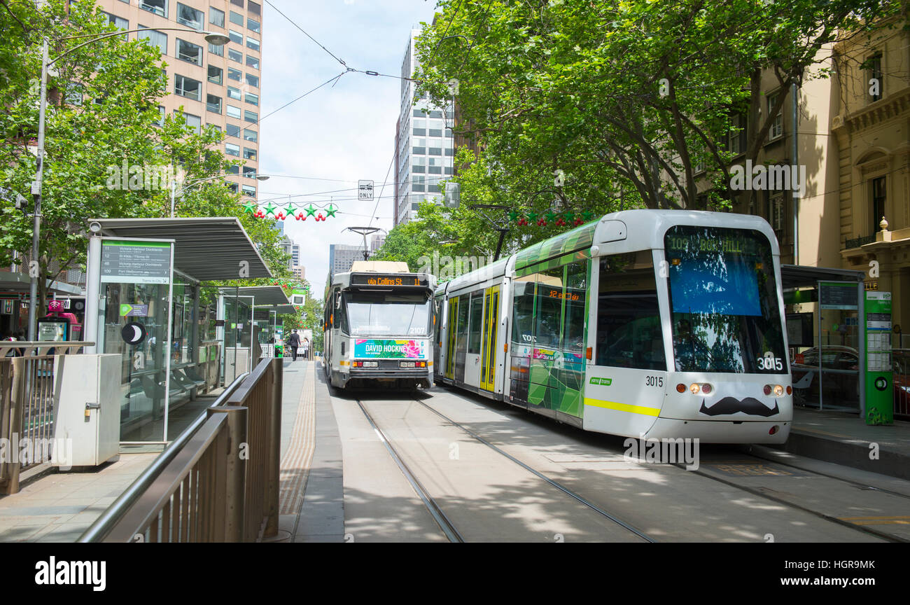 Melbourne australia two melbourne trams hi-res stock photography and ...