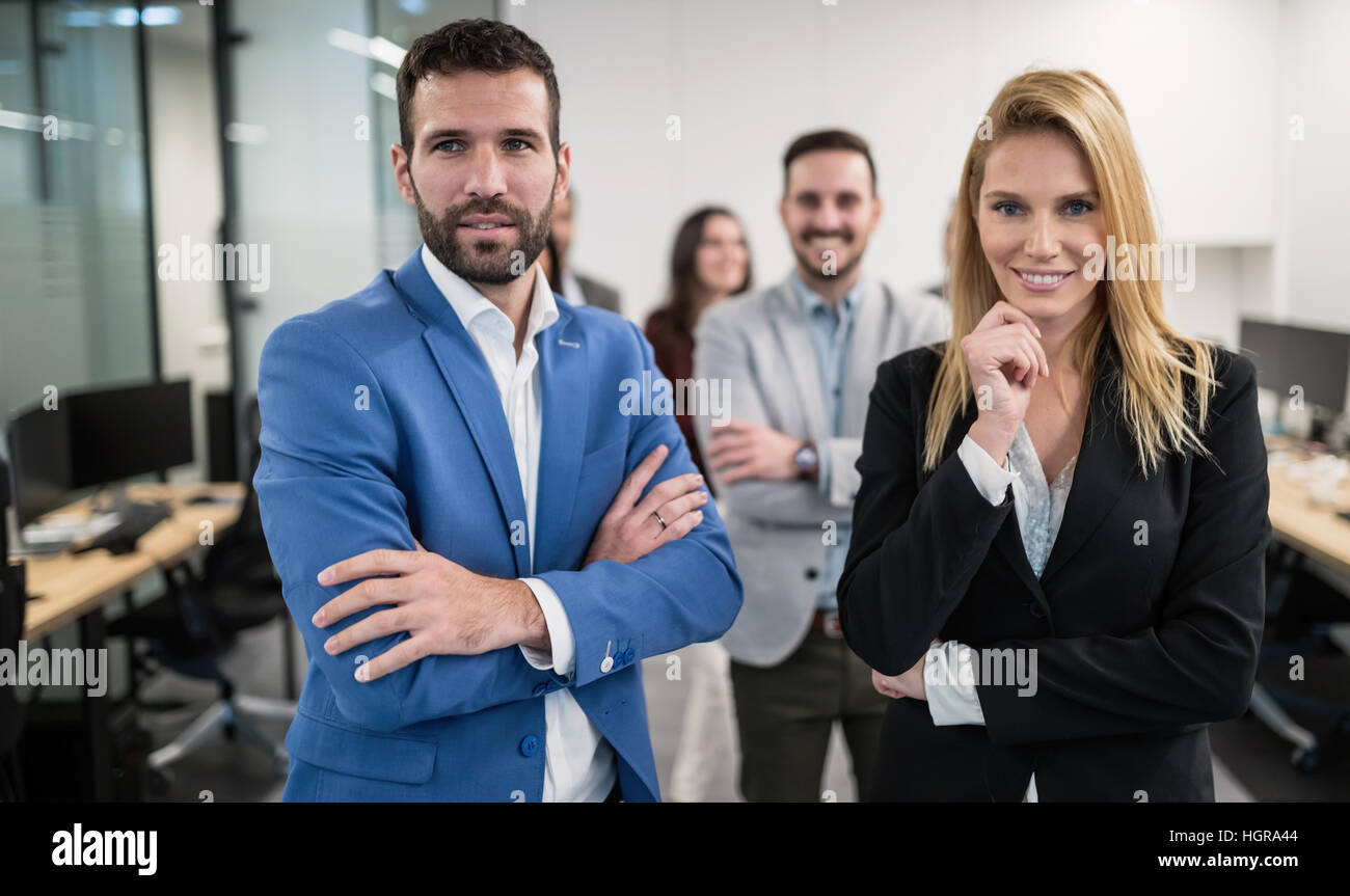 Group of professional successful business people at company office ...