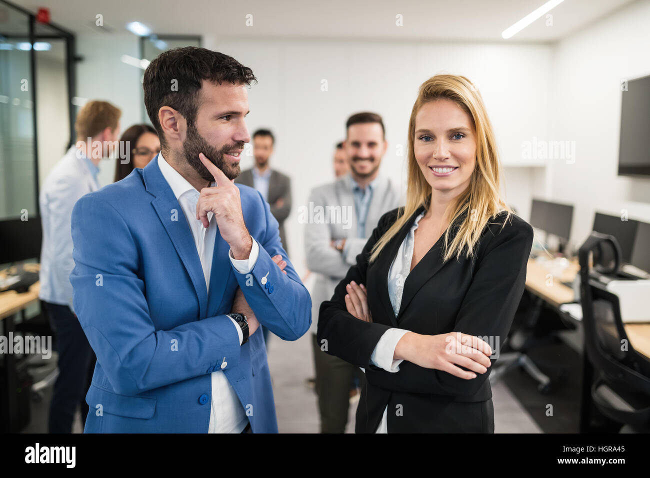Group of professional successful business people at company office ...