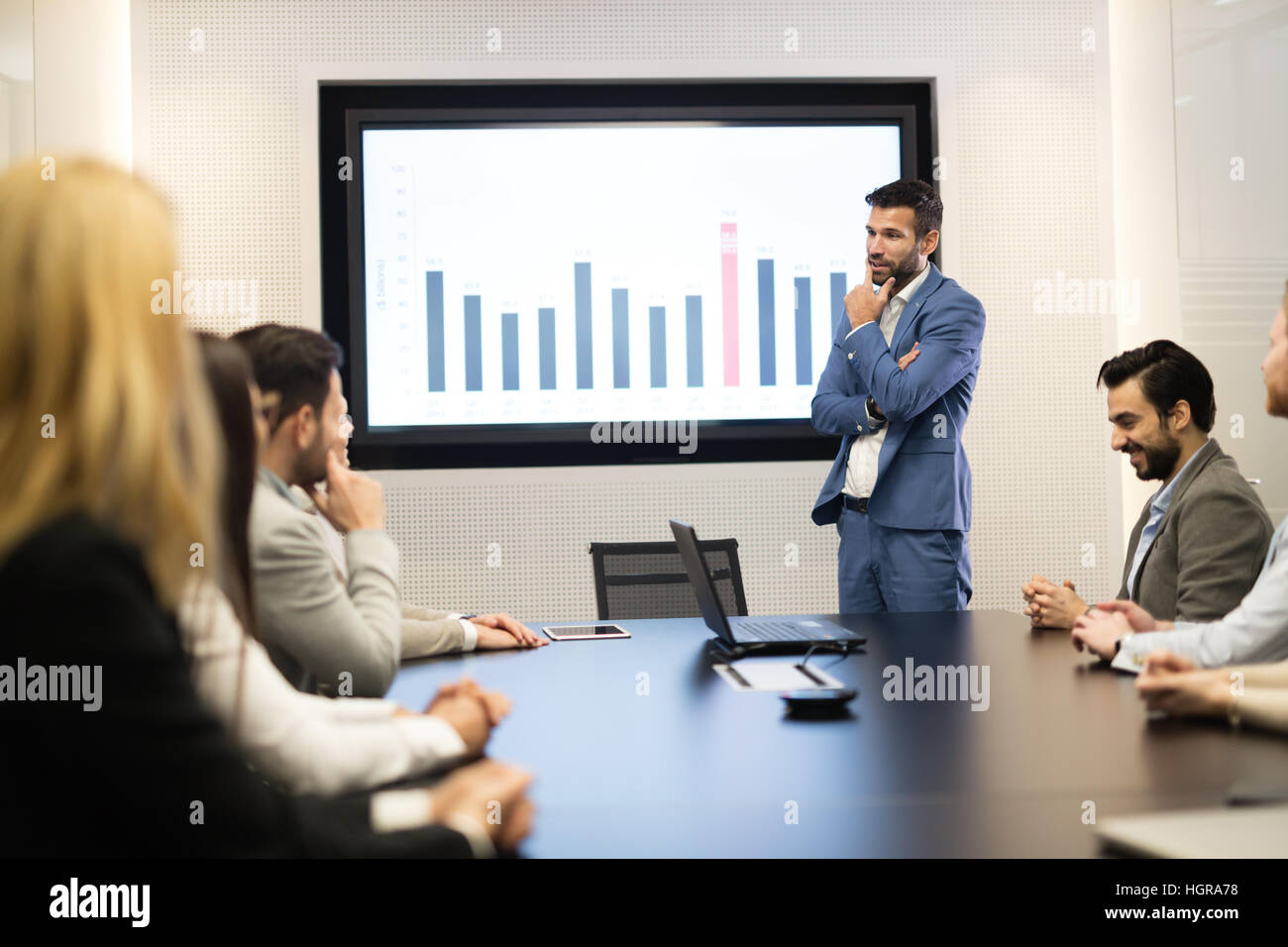 Business people having conference meeting at board room Stock Photo - Alamy