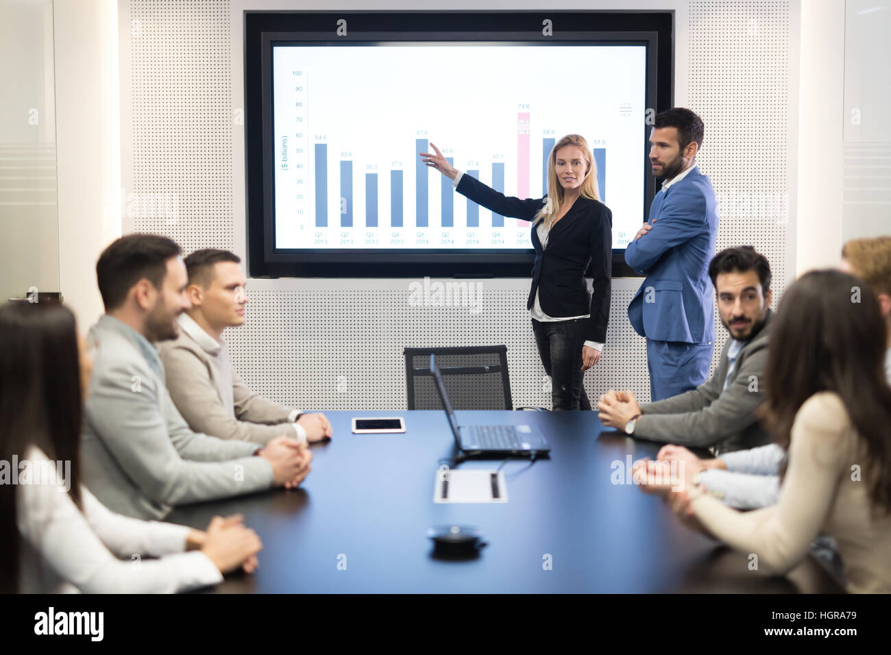 Business people having conference meeting at board room Stock Photo - Alamy