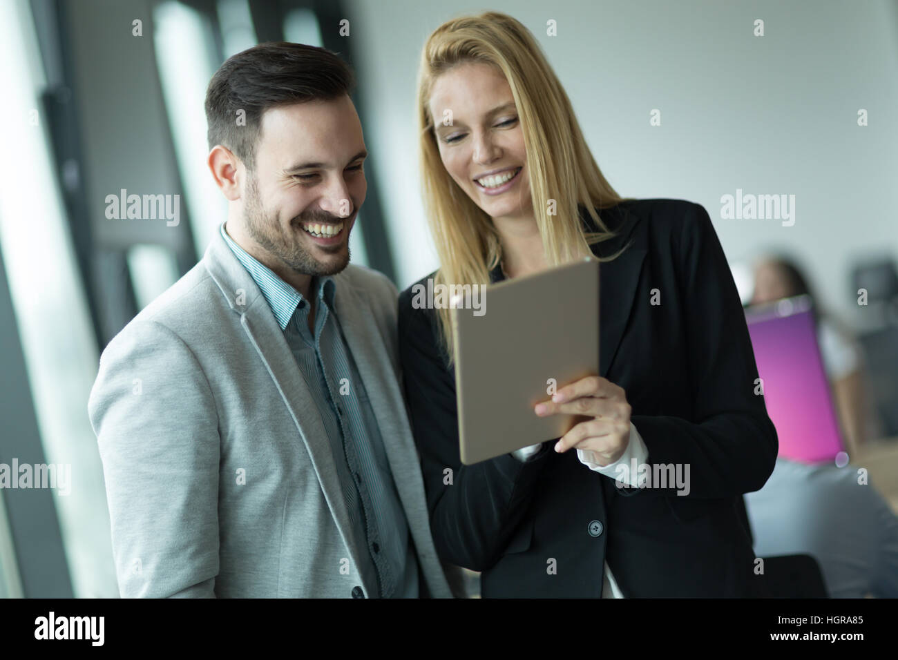 Business colleagues at information technology company offices Stock ...