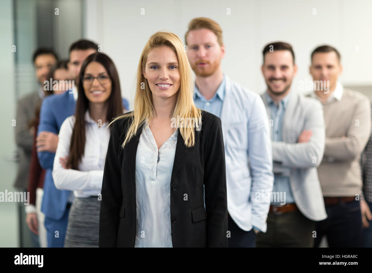 Group of professional successful business people at company office ...
