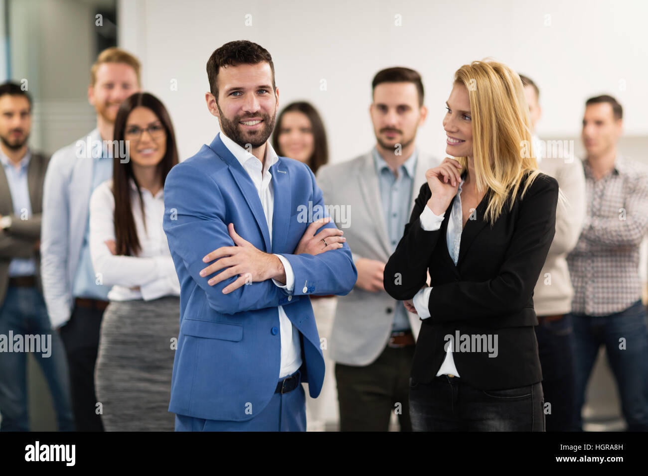 Group of professional successful business people at company office ...