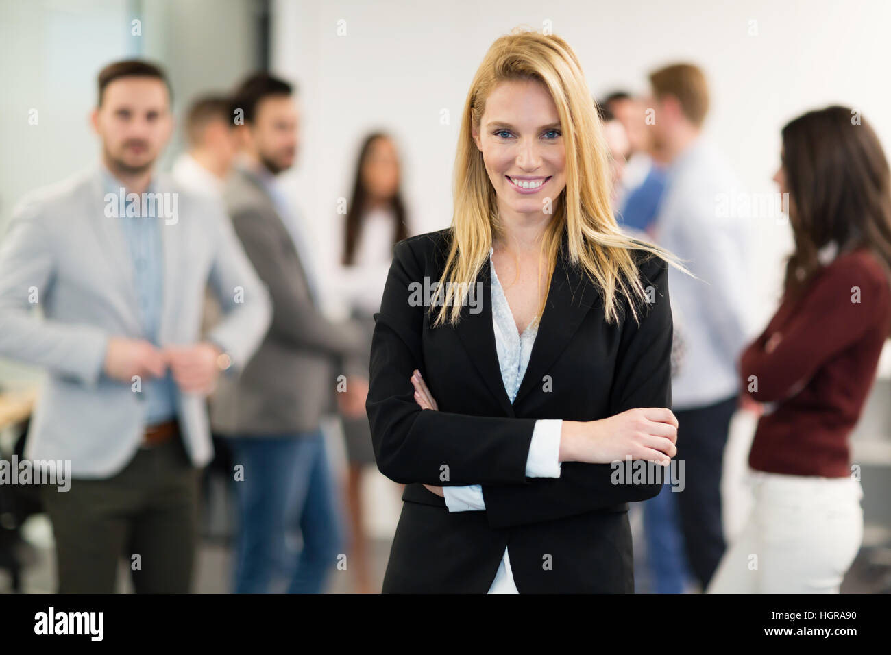 Group of professional successful business people at company office ...