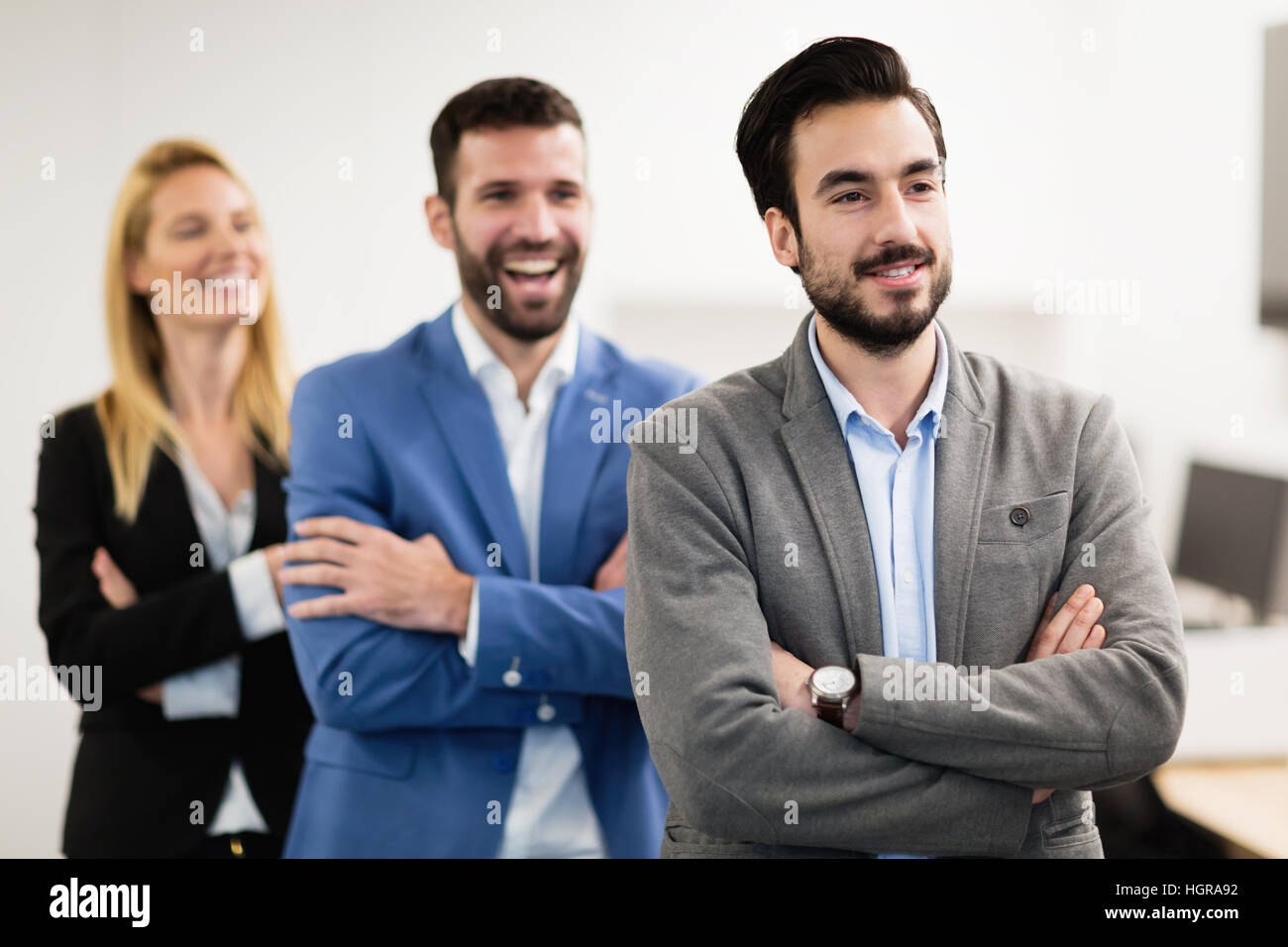 Group of professional successful business people at company office ...