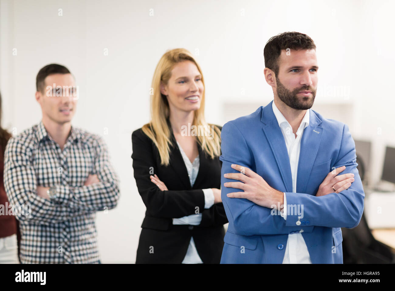 Group of professional successful business people at company office ...