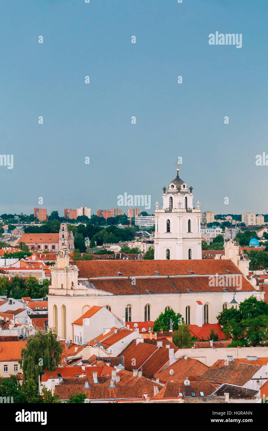 Vilnius, Lithuania. Top Side View Of Catholic Church Of St. Johns With ...