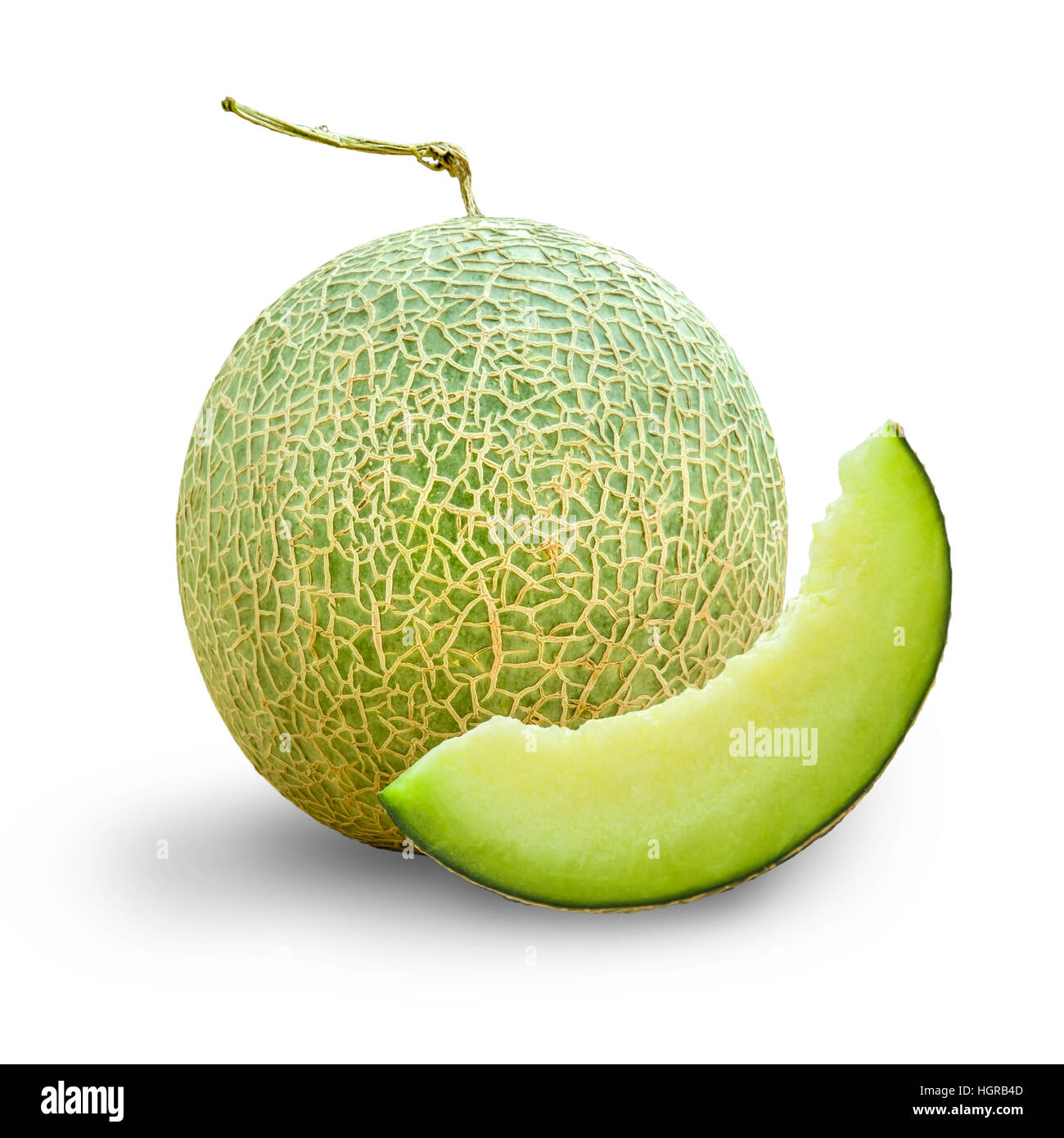 Fresh sweet green melon isolated on white background. clipping path ...
