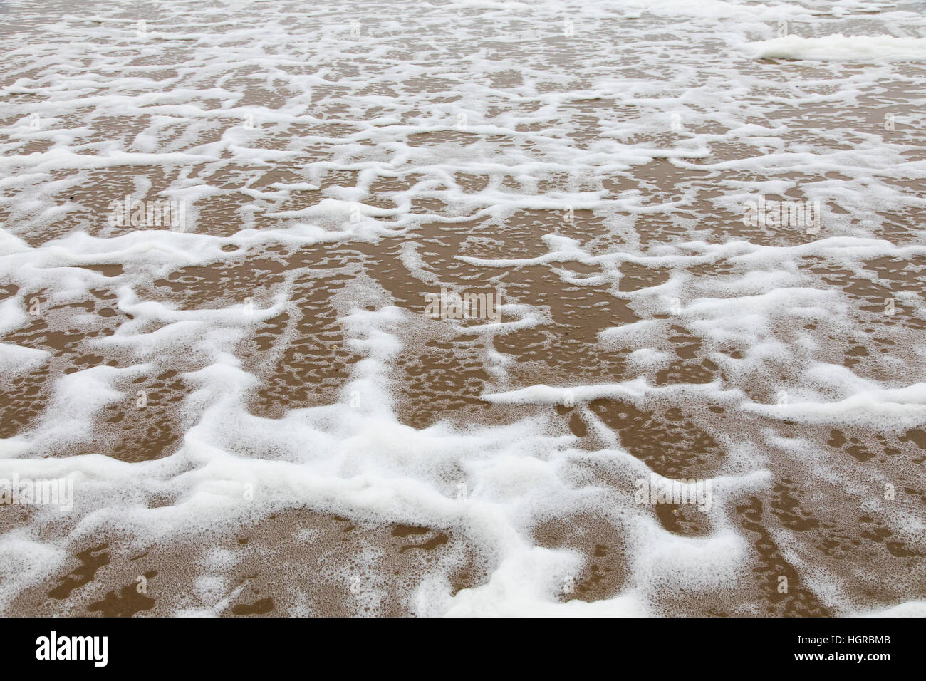 Sea foam, it is formed by strong wind and organic particles on the ...