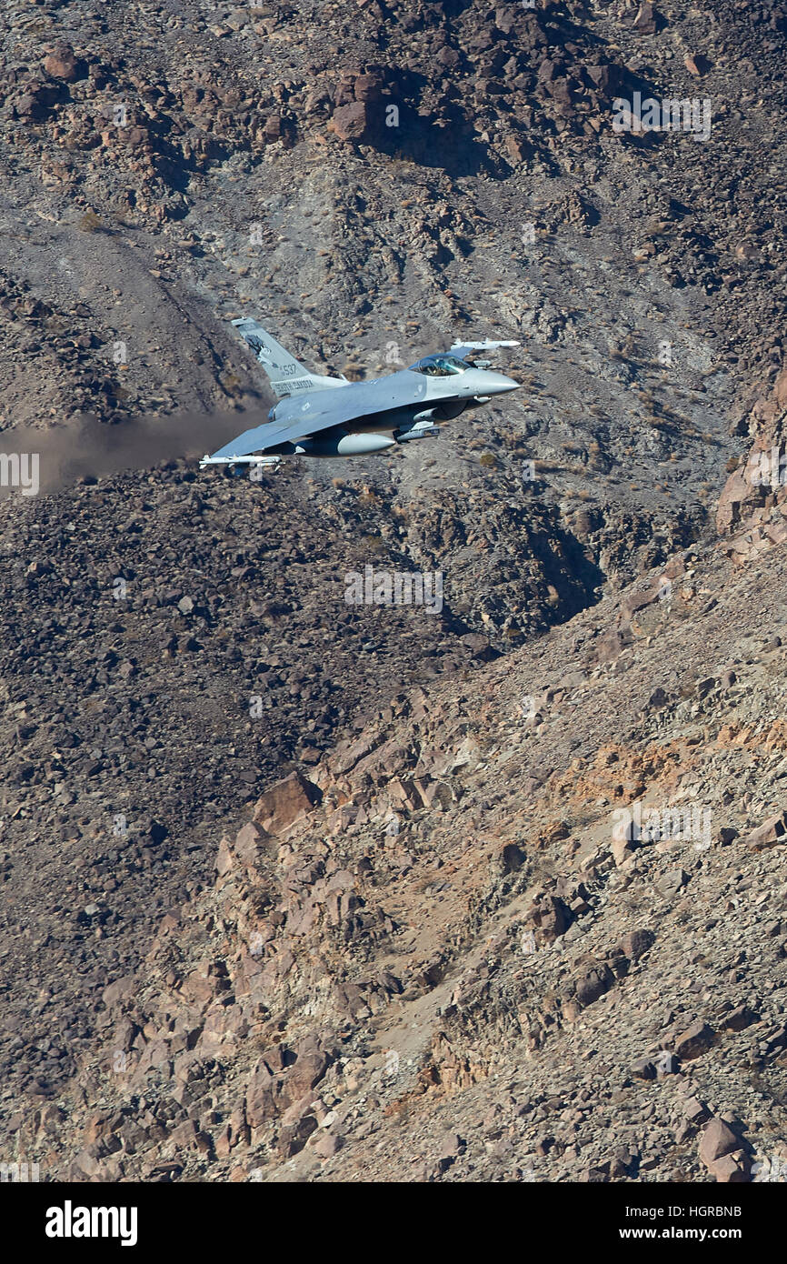 US Air Force Fighting Falcon, F-16C, Flying Through Rainbow Canyon, In ...