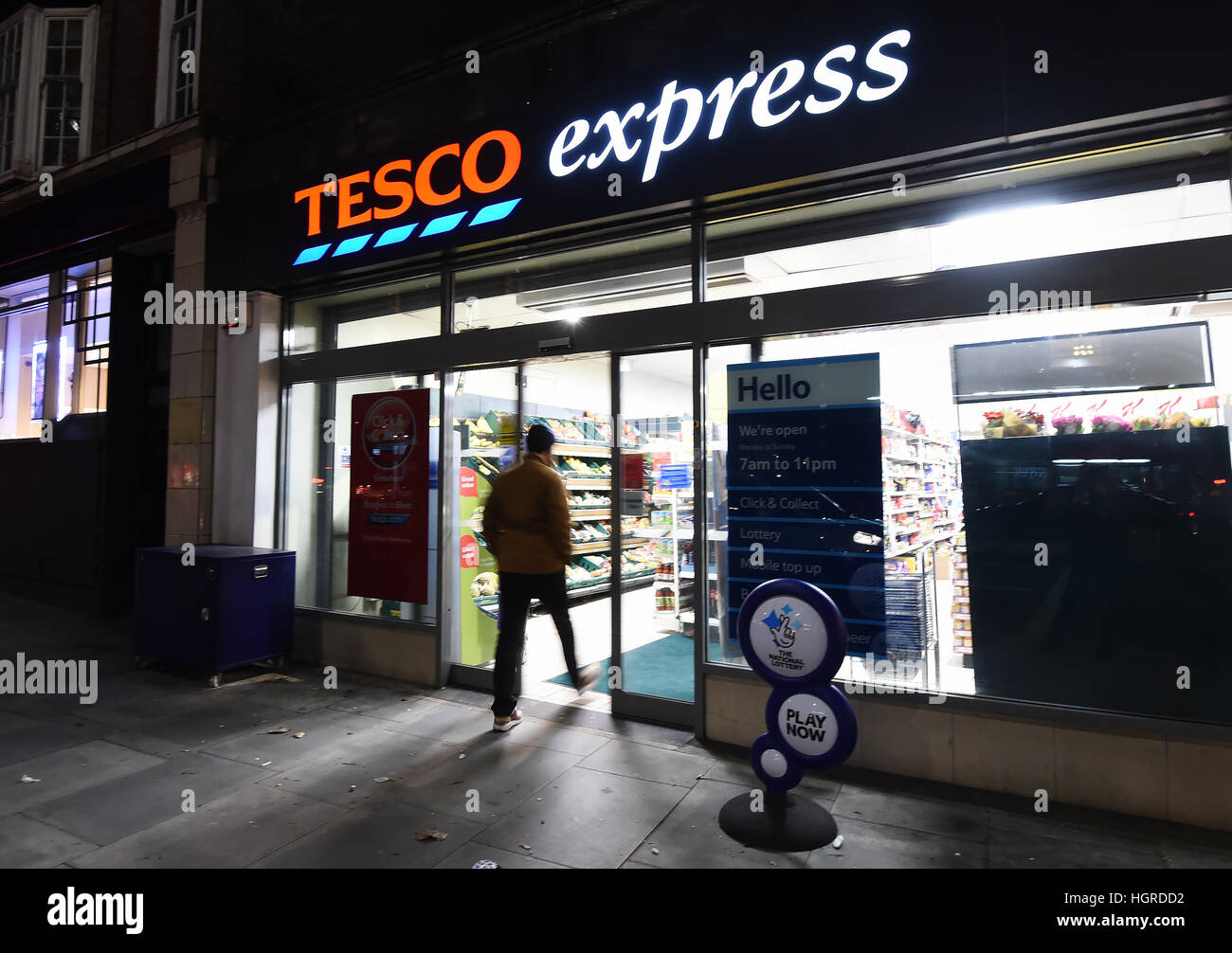 General view of a Tesco sign in Brixton, London, as the supermarket ...