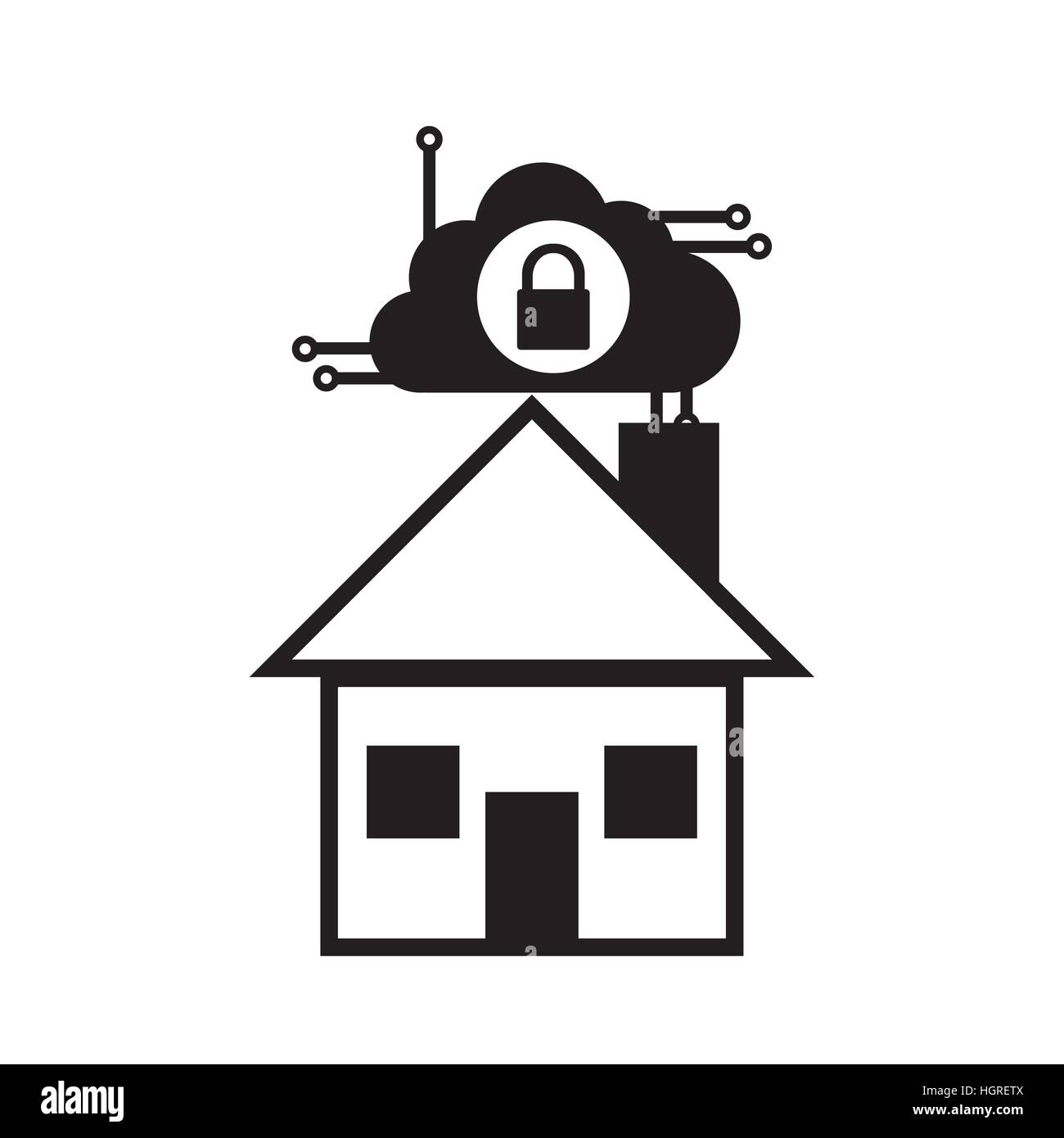 pictogram home security system technology cloud lock vector ...
